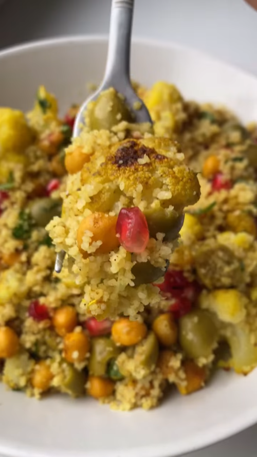 A light and vibrant cauliflower couscous salad