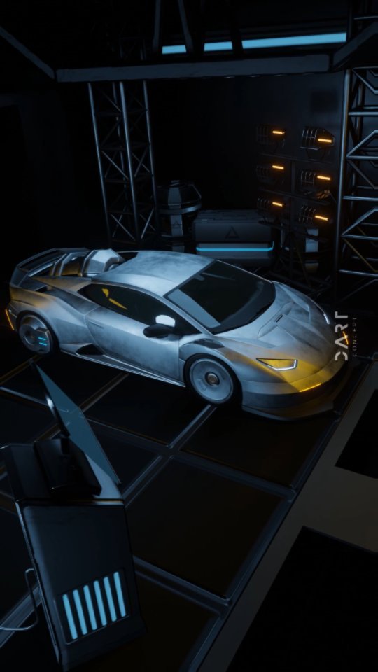 Cyberpunk Lamborghini Huracan futuristic supercar concept render