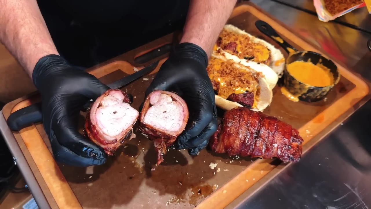 He turned a pork roast into bacon-wrapped pork dogs and it actually worked