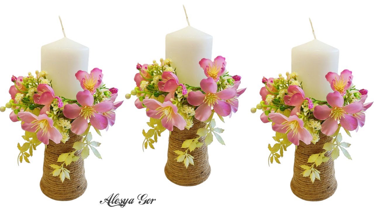 Jute candle holder DIY spring home decor