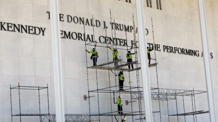 Trump name removed from Kennedy Center, photos show