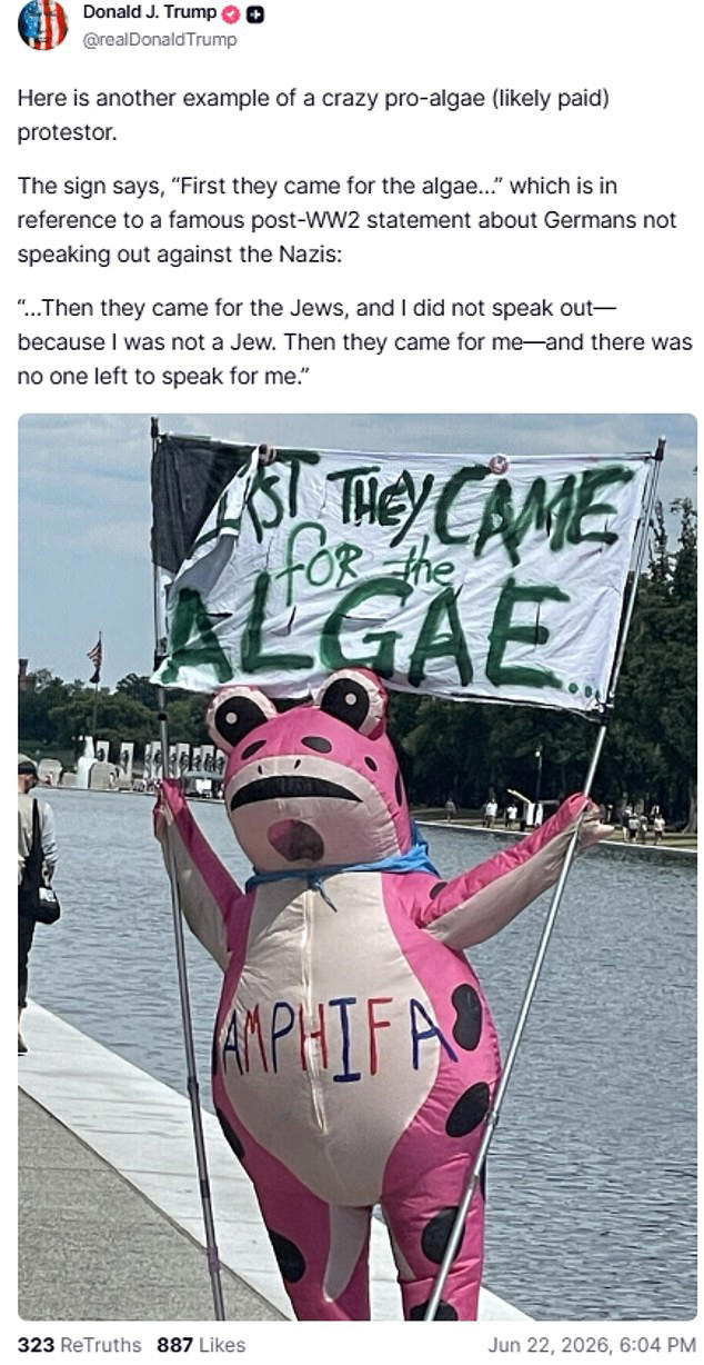 Six reflecting pool 'vandals' arrested as Trump complains of '350 foot ...