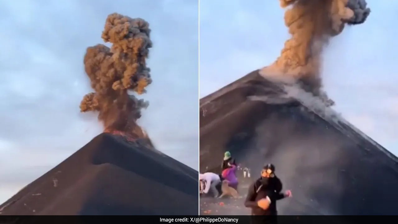 Absolutely terrified tourists run for safety as volcano erupts during ...