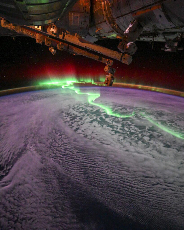 Space station crew left in awe by aurora glowing 250 miles above Earth