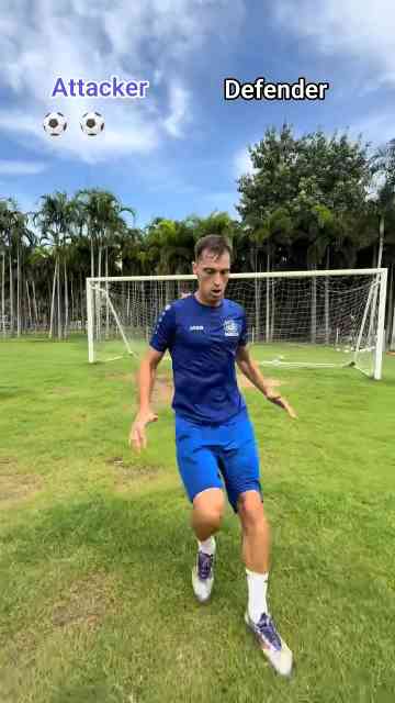 Football skills battle bicycle kick attacker vs defender duel