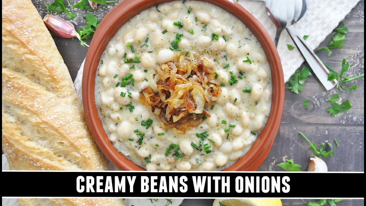 Creamy beans with caramelized onions easy comfort recipe