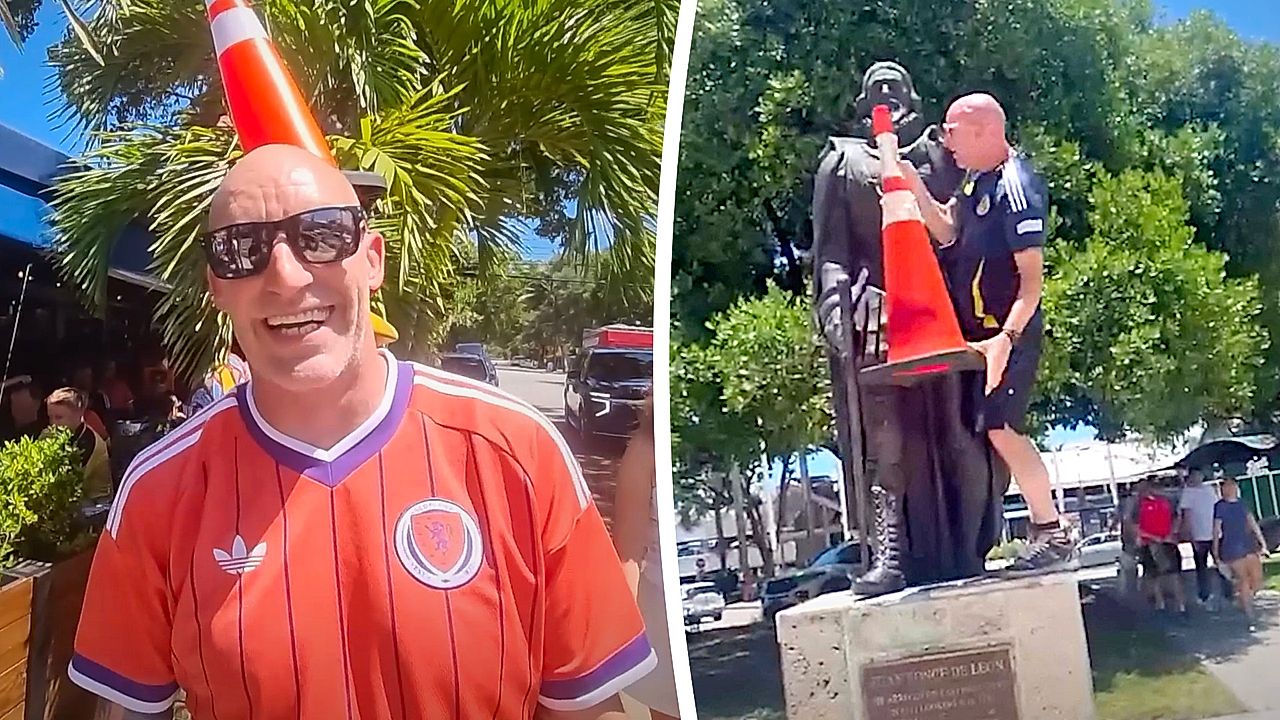Scotland fan's cone prank cut short by Miami police