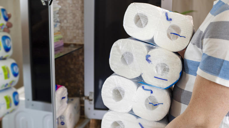 Not cabinets or shelves: An easy Dollar Tree DIY makes toilet paper ...