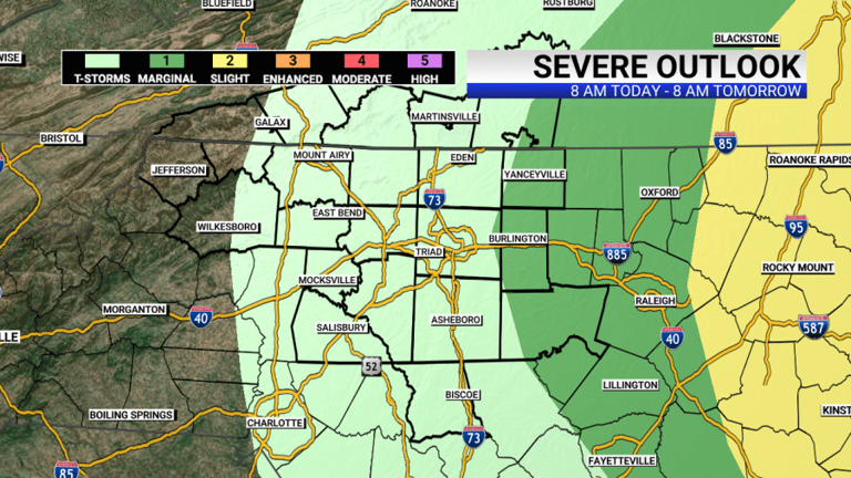 70% chance of rain on Tuesday in the Piedmont Triad