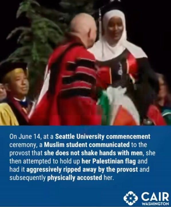 Dramatic moment Seattle University provost grabs Palestinian flag from ...