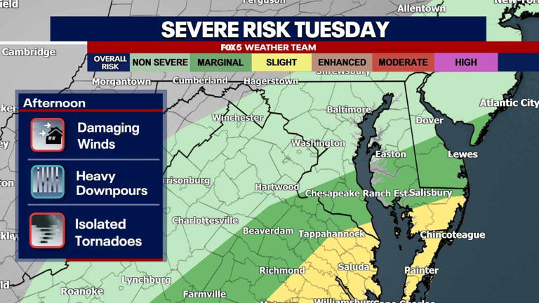 DC weather: Showers, possible thunderstorm Tuesday as region cleans up ...
