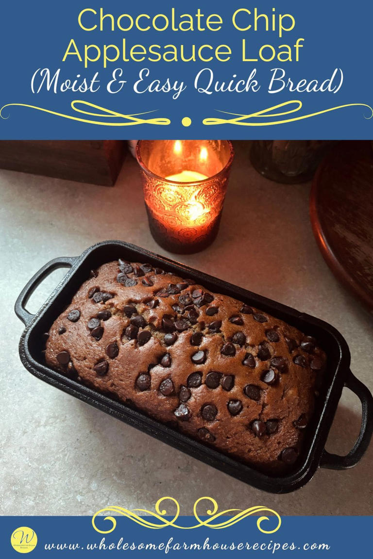 Chocolate chip applesauce loaf (moist & easy quick bread)