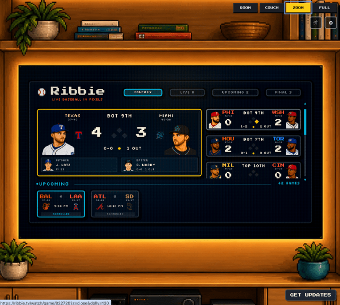 Ribbie turns real-time baseball stats into arcade-like, pixel art ...