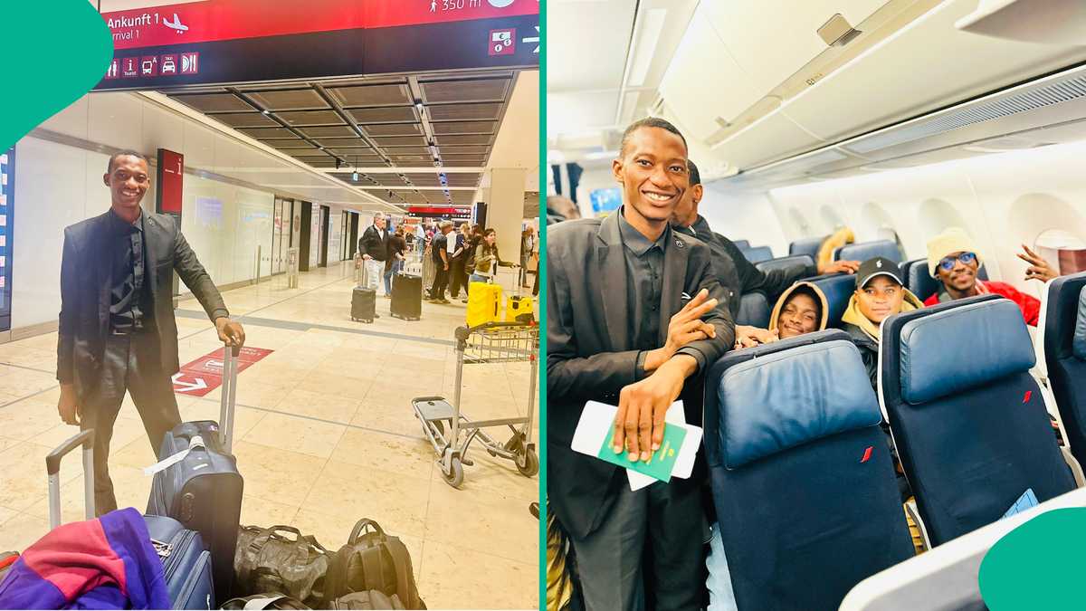 First-class graduate in physics rejoices as he enters aeroplane for ...