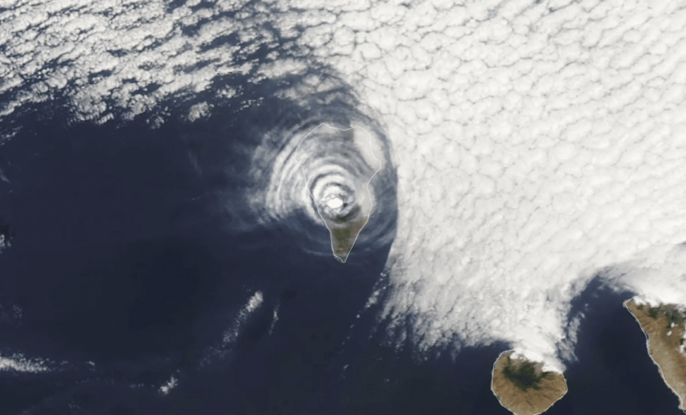 NASA captured a strange target-like cloud pattern above an erupting ...
