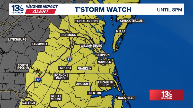 Flash flood warning in effect for parts of Hampton Roads amid severe storms