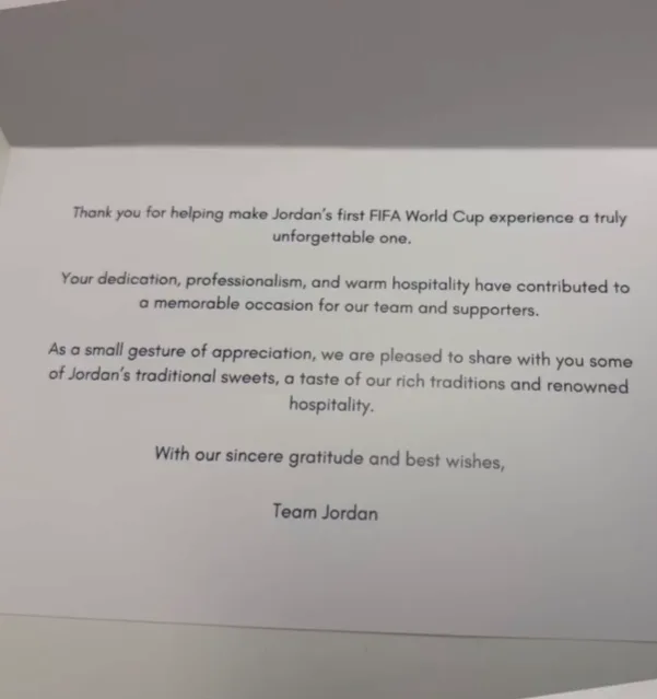 VIDEO: Jordan leave spotless locker room, gifts after World Cup defeat