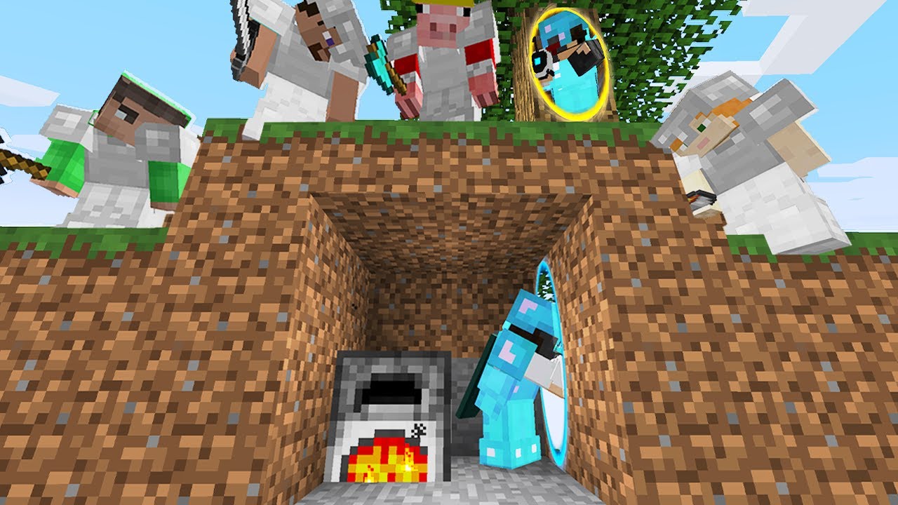 Minecraft manhunt but I secretly used a portal gun