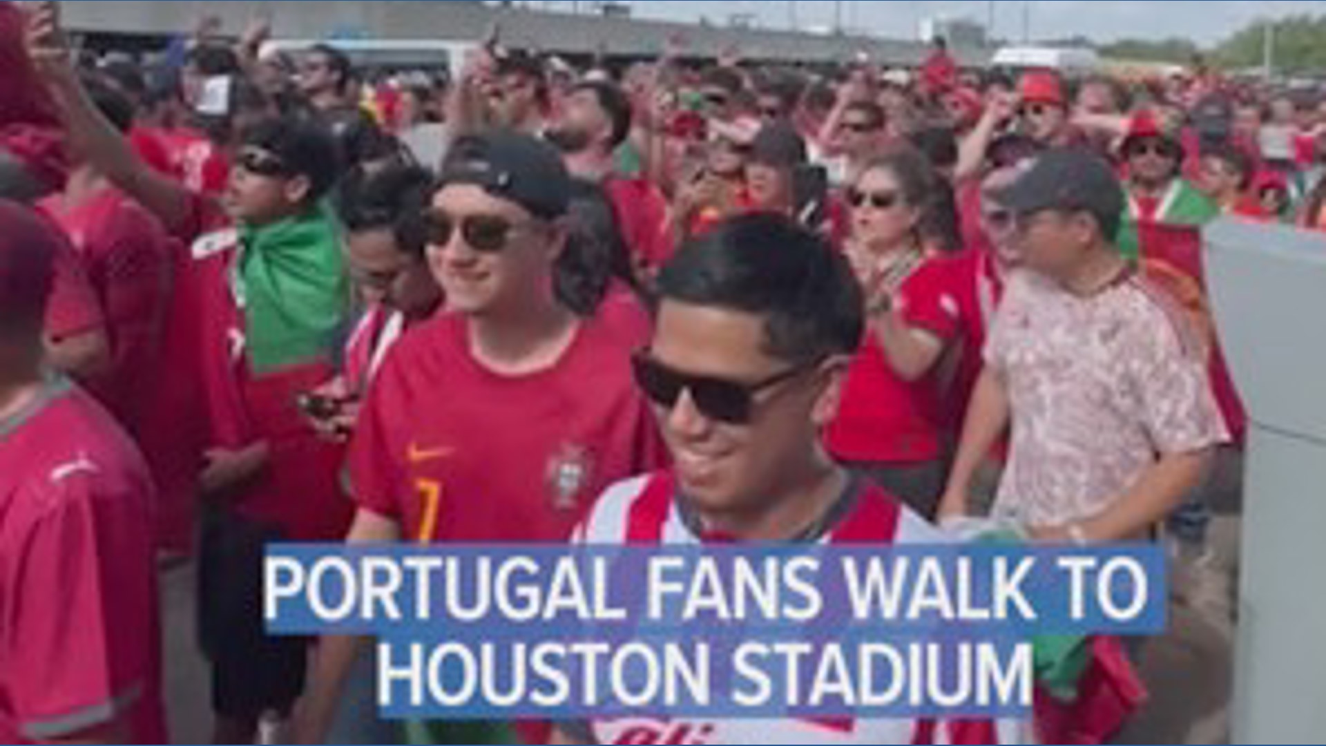 Portugal fans walk to Houston stadium