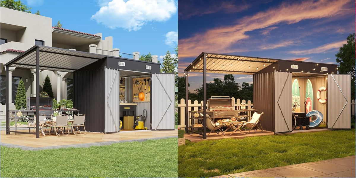 Amazon is selling a dreamy backyard shed with a built-in pergola for ...