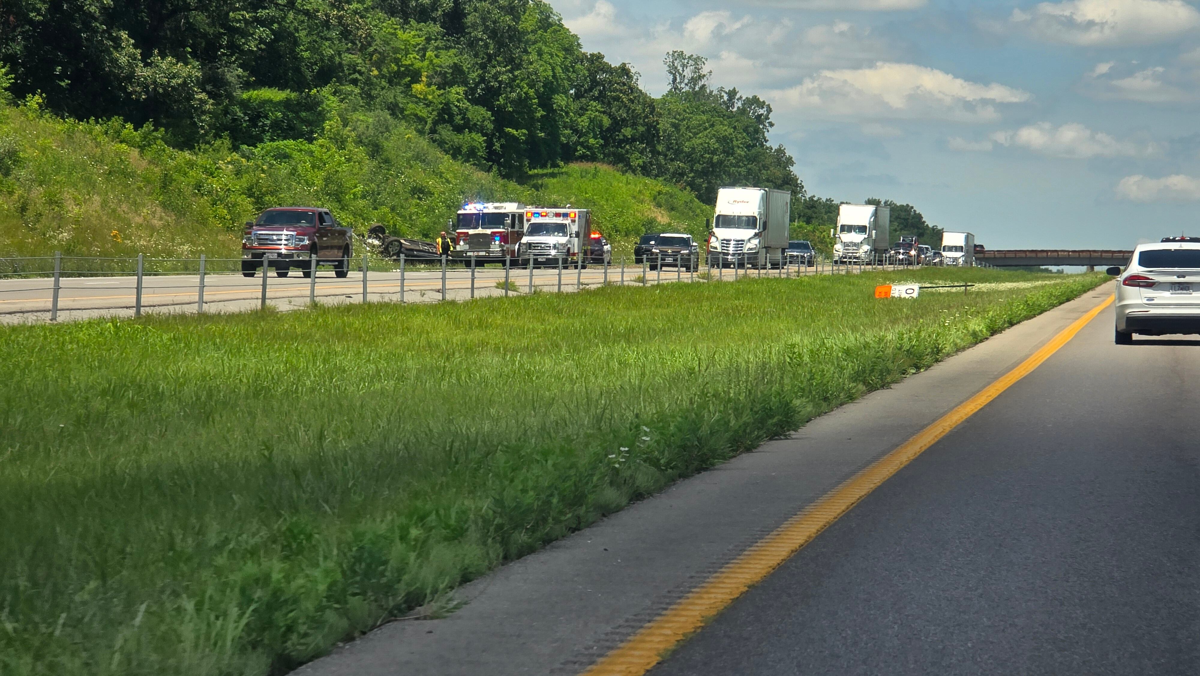 Police respond to overturned vehicle on southbound I-55 near 97 mile marker