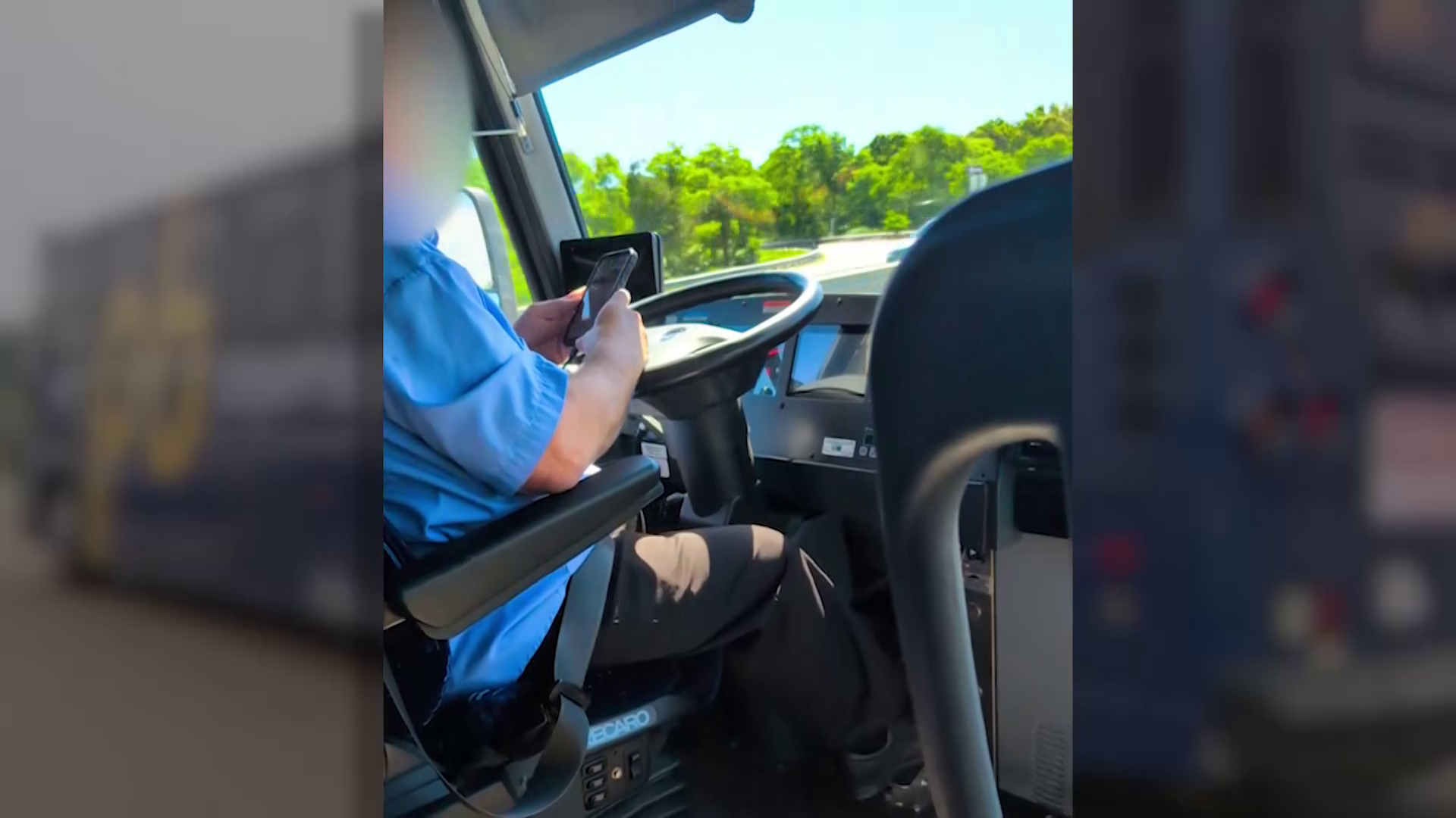 Video appears to show bus driver using cellphone on Mass. highway