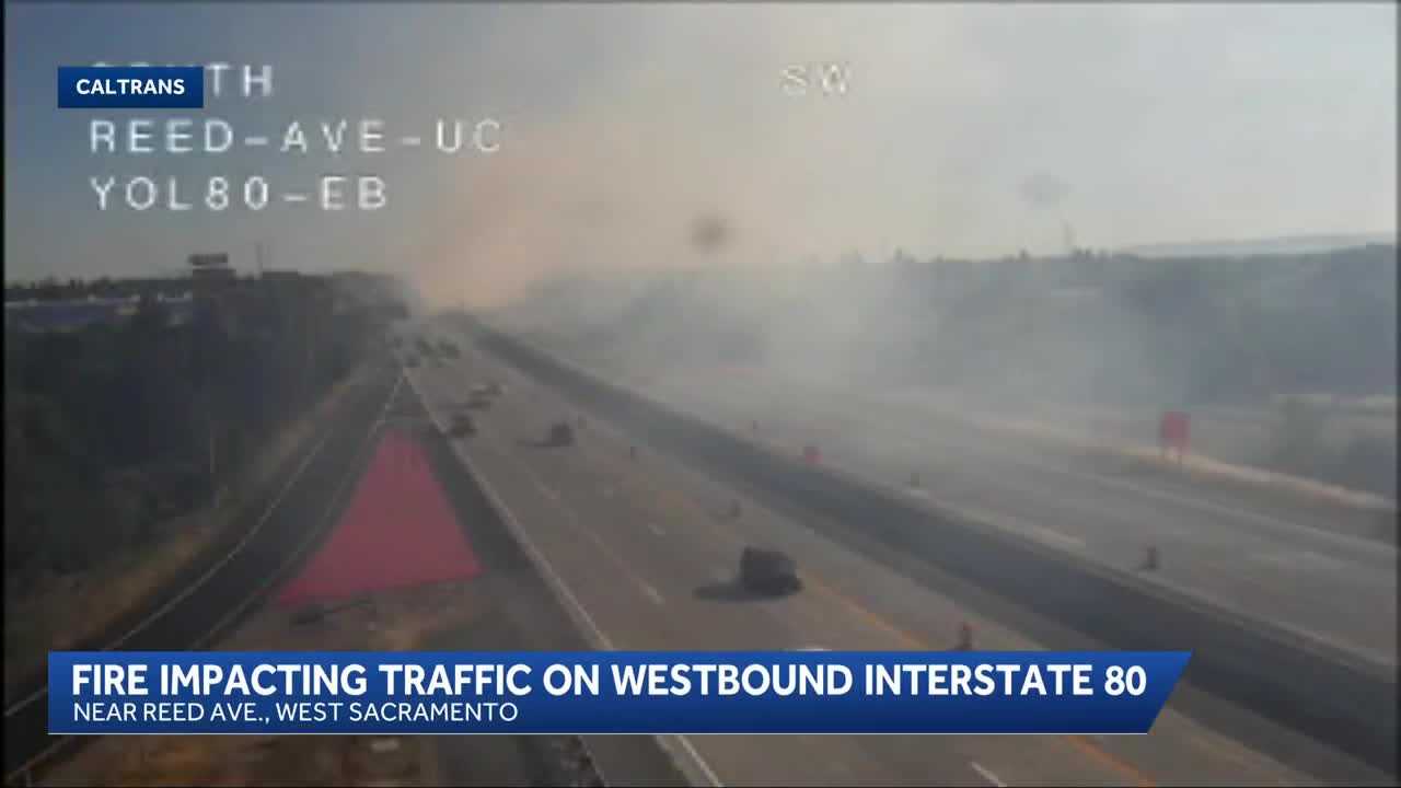 Vegetation fire prompts closure on I-80 in West Sacramento