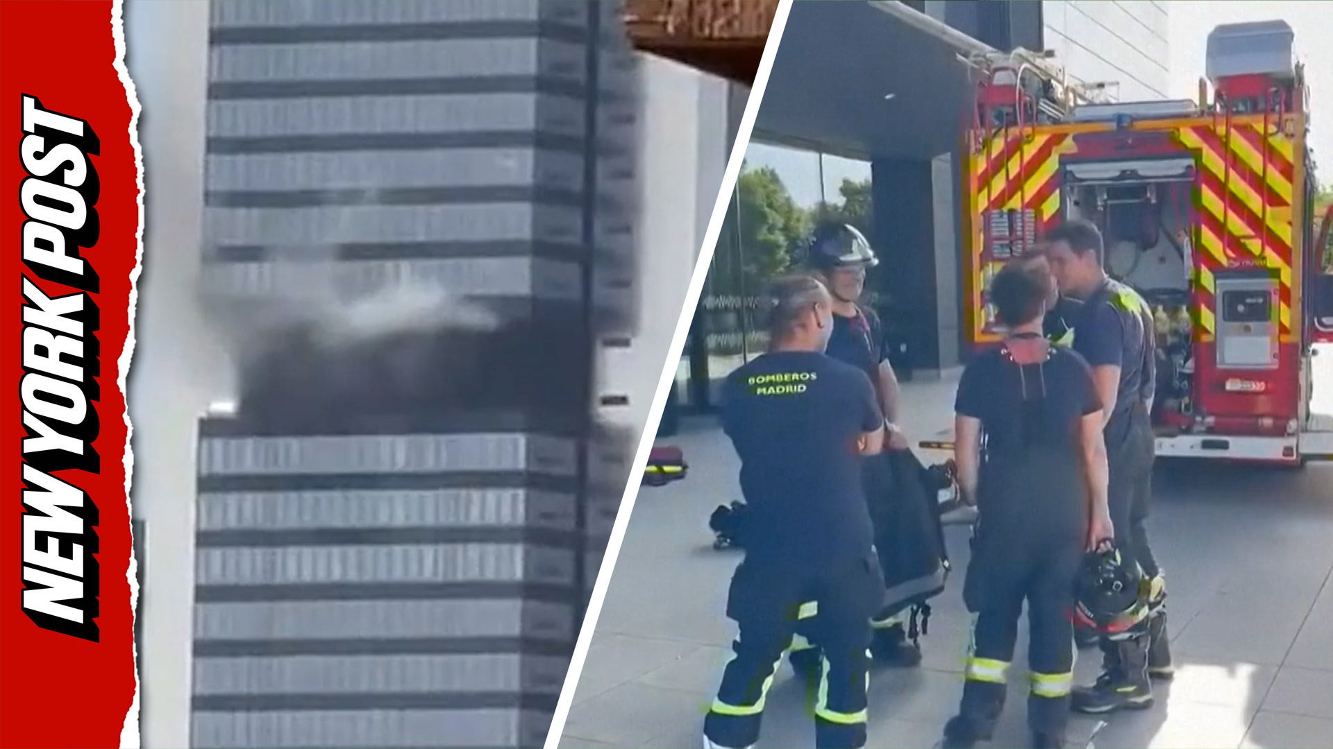 Smokes pours from second-tallest building in Spain