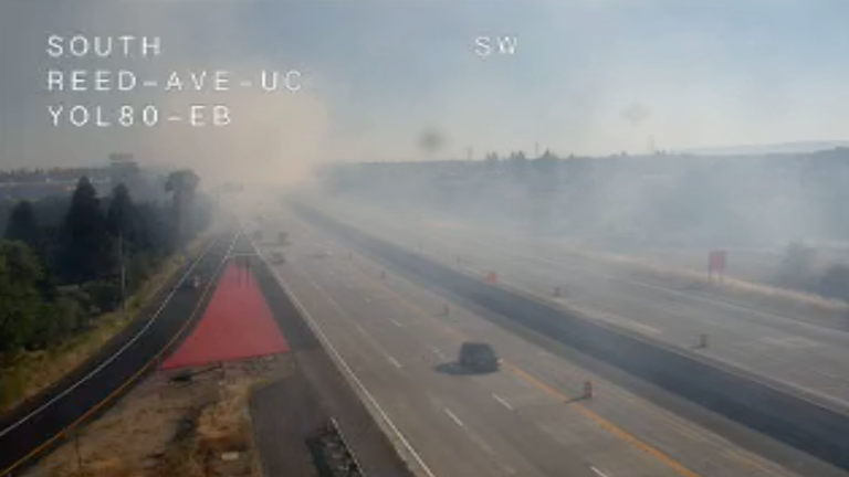 Gass fire shuts down westbound I-80 in West Sacramento