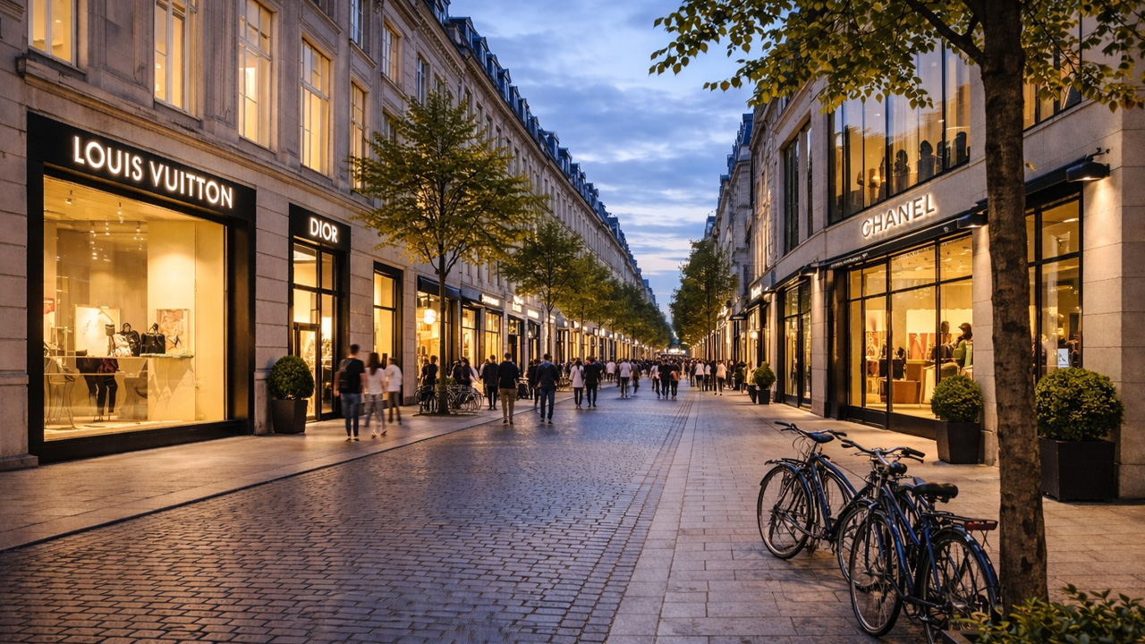 Hamburg evening walk through luxury streets