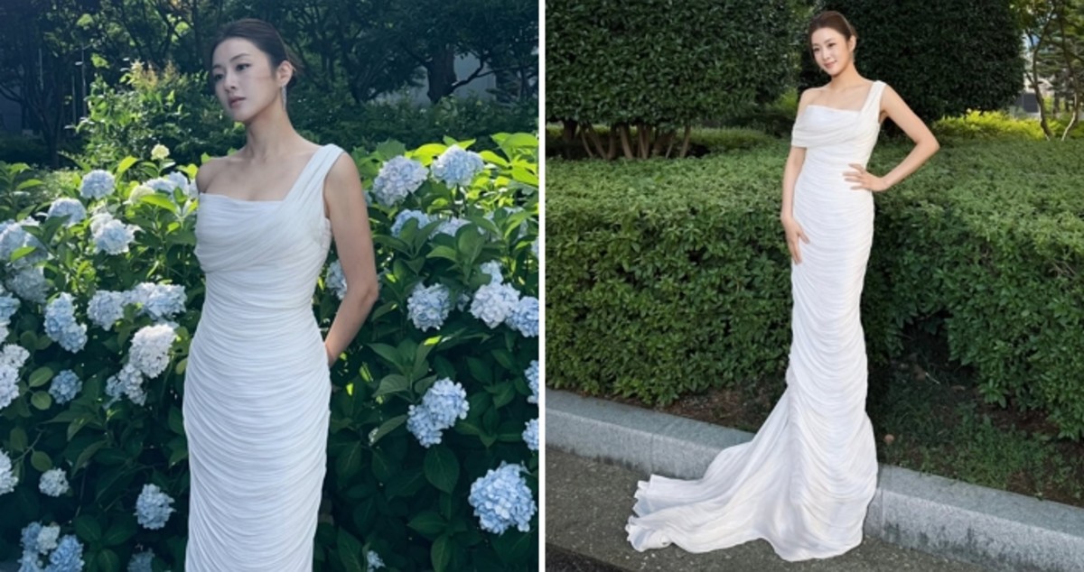 애둘맘 맞아?... 강소라, 딱붙 화이트 드레스 완벽 소화