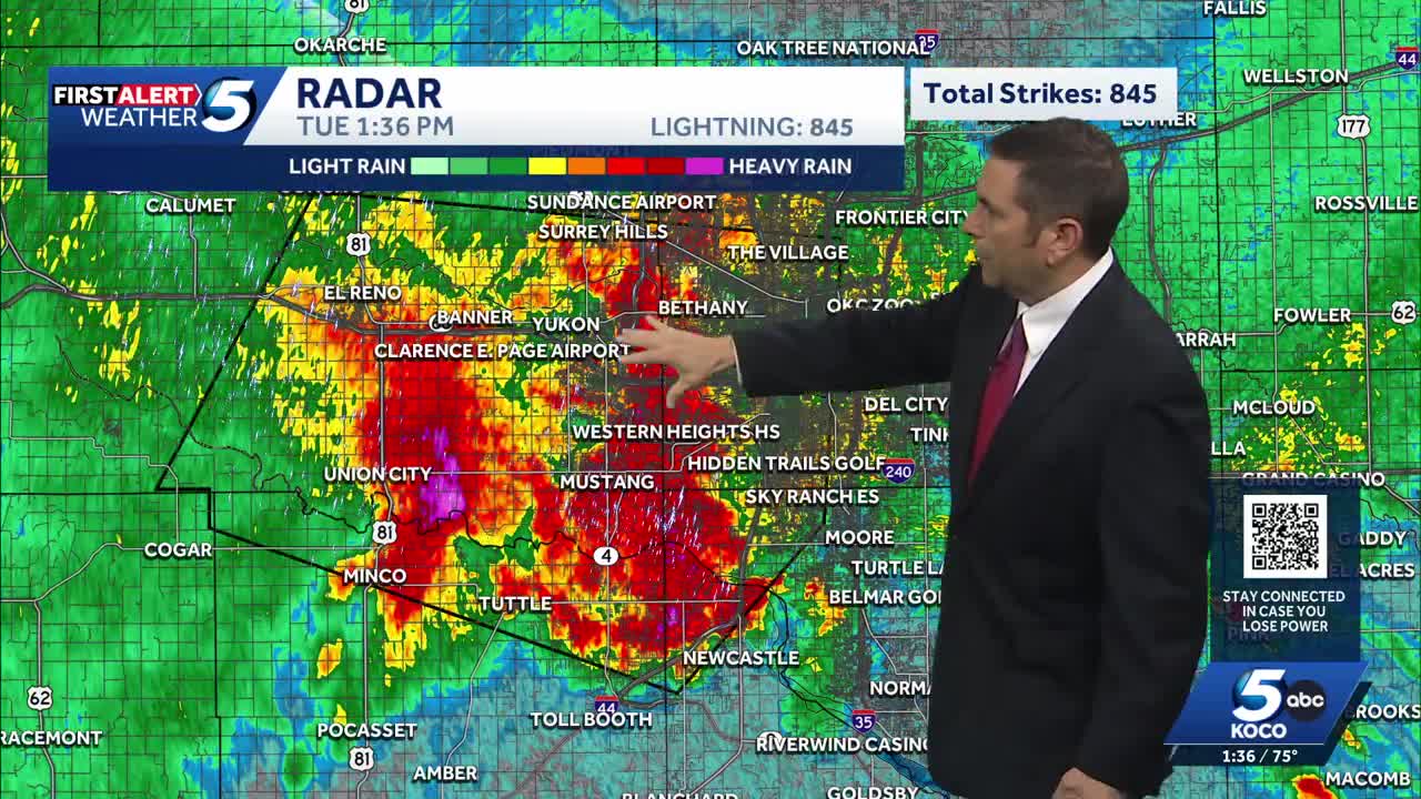 Oklahoma storm update: Showers and storms moving across central Oklahoma