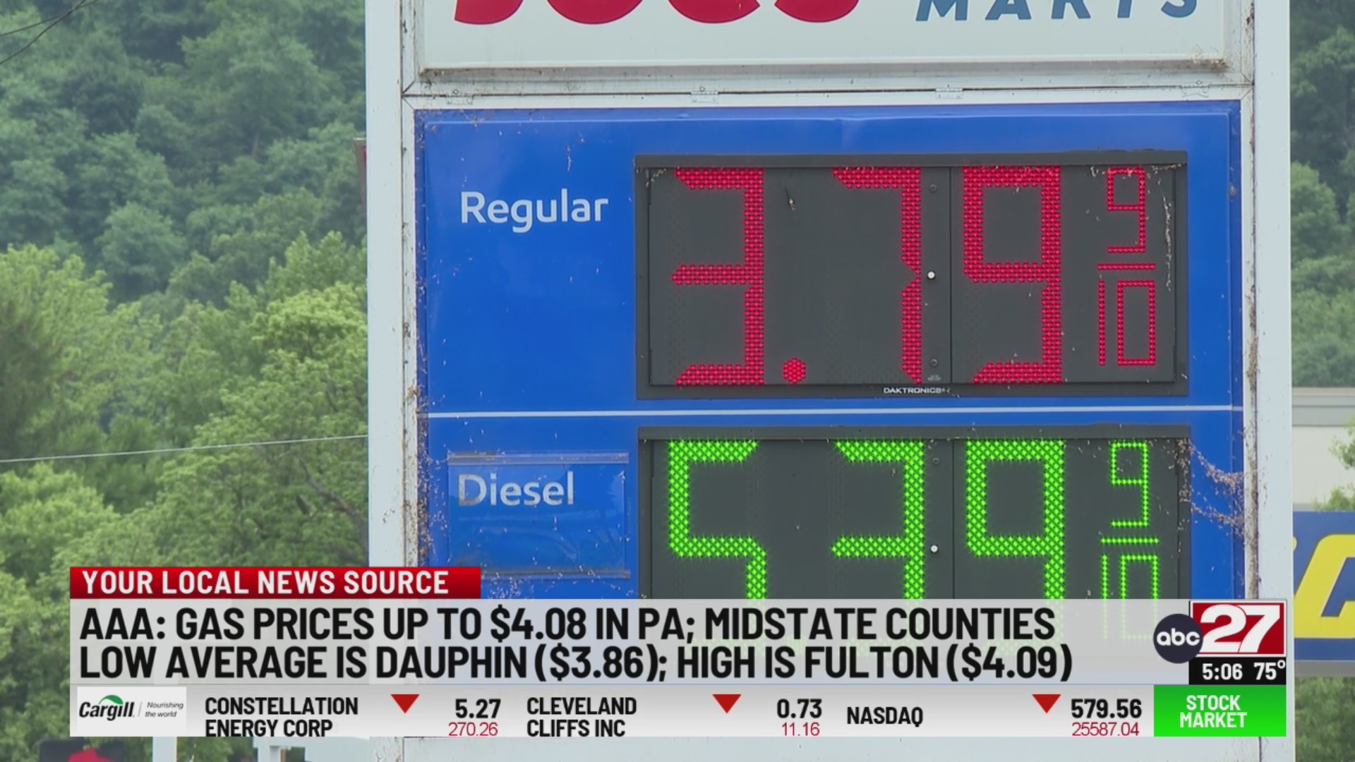 Gas prices back up to $4.08 in Pennsylvania