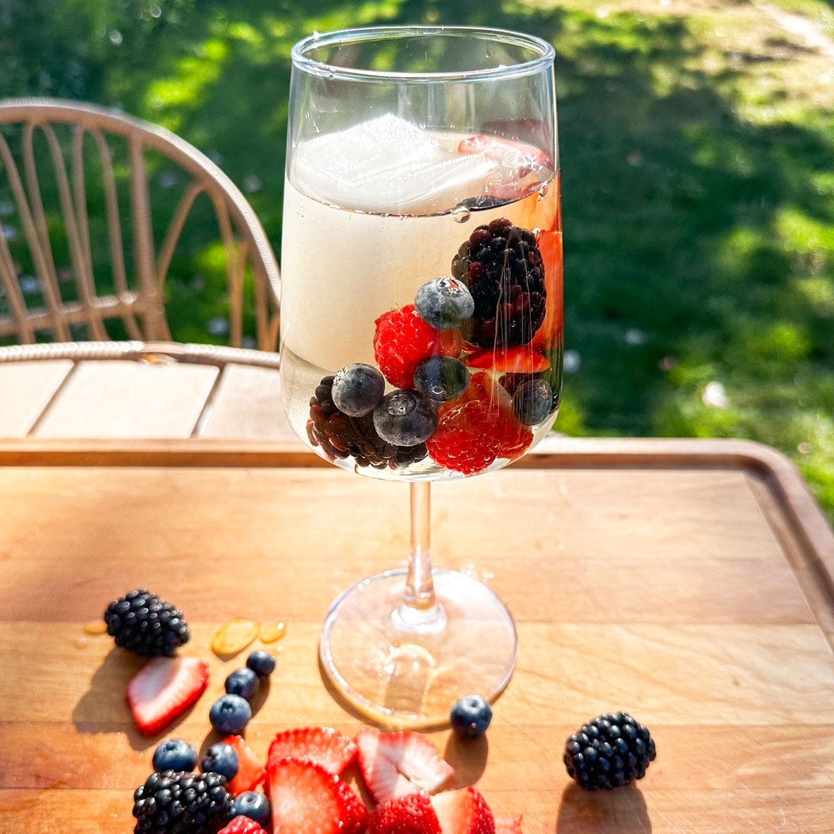 This 'red, white and blue' sangria starts with a frozen juice box