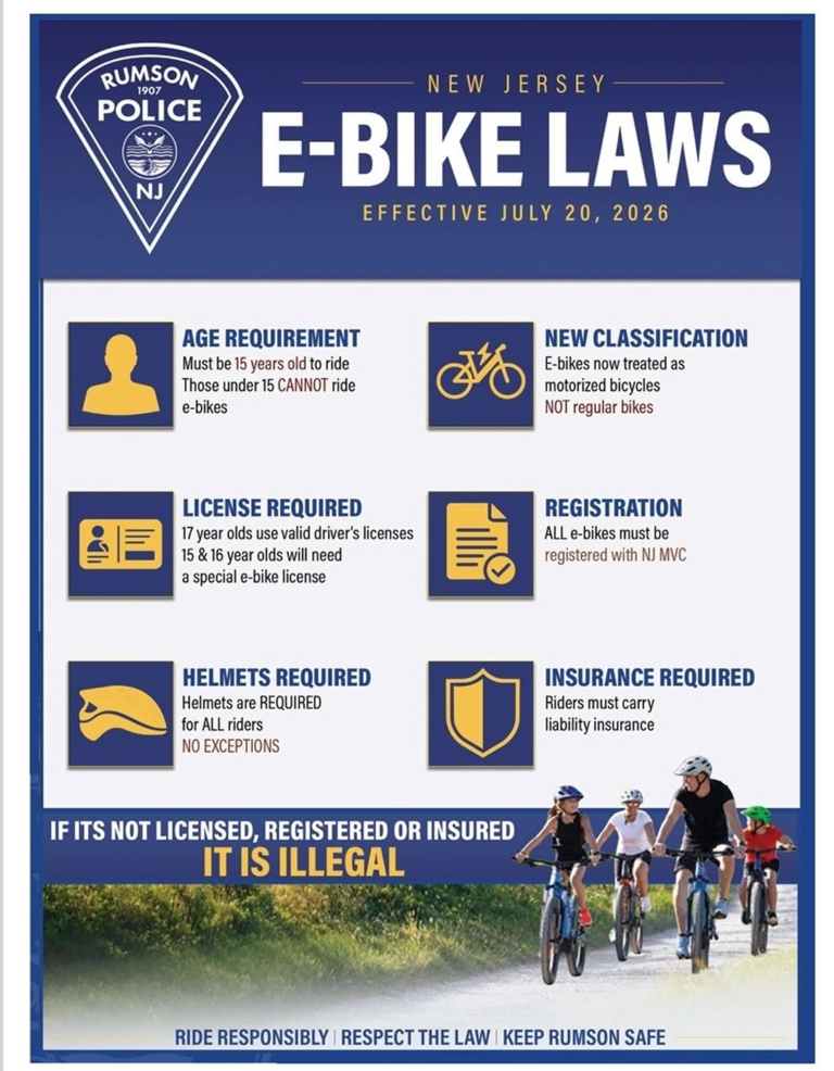 Rumson police highlight new e-bike regulations taking effect next month
