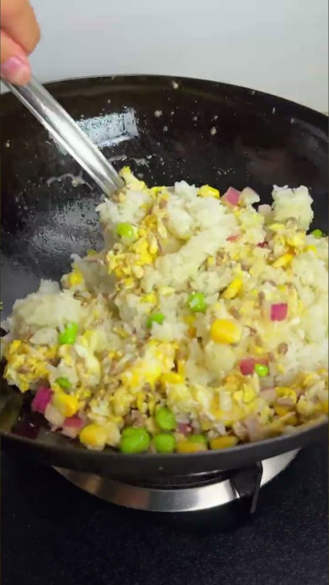 Beef and veggie fried rice with perfect grain texture
