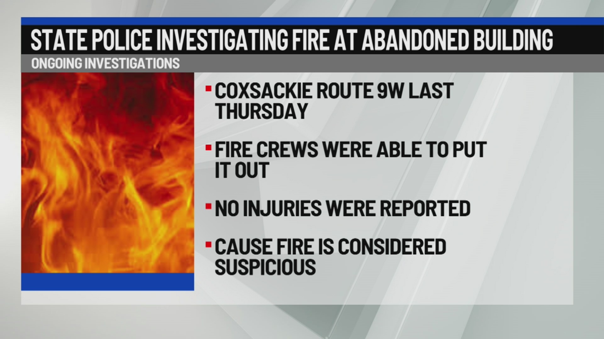 State police investigating fire at abandoned building in Coxsackie
