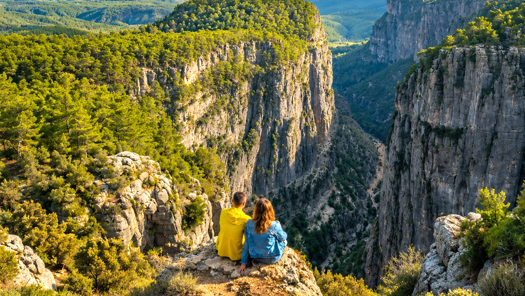 Le imponenti scogliere del canyon che si alzano nel paesaggio di Antalya