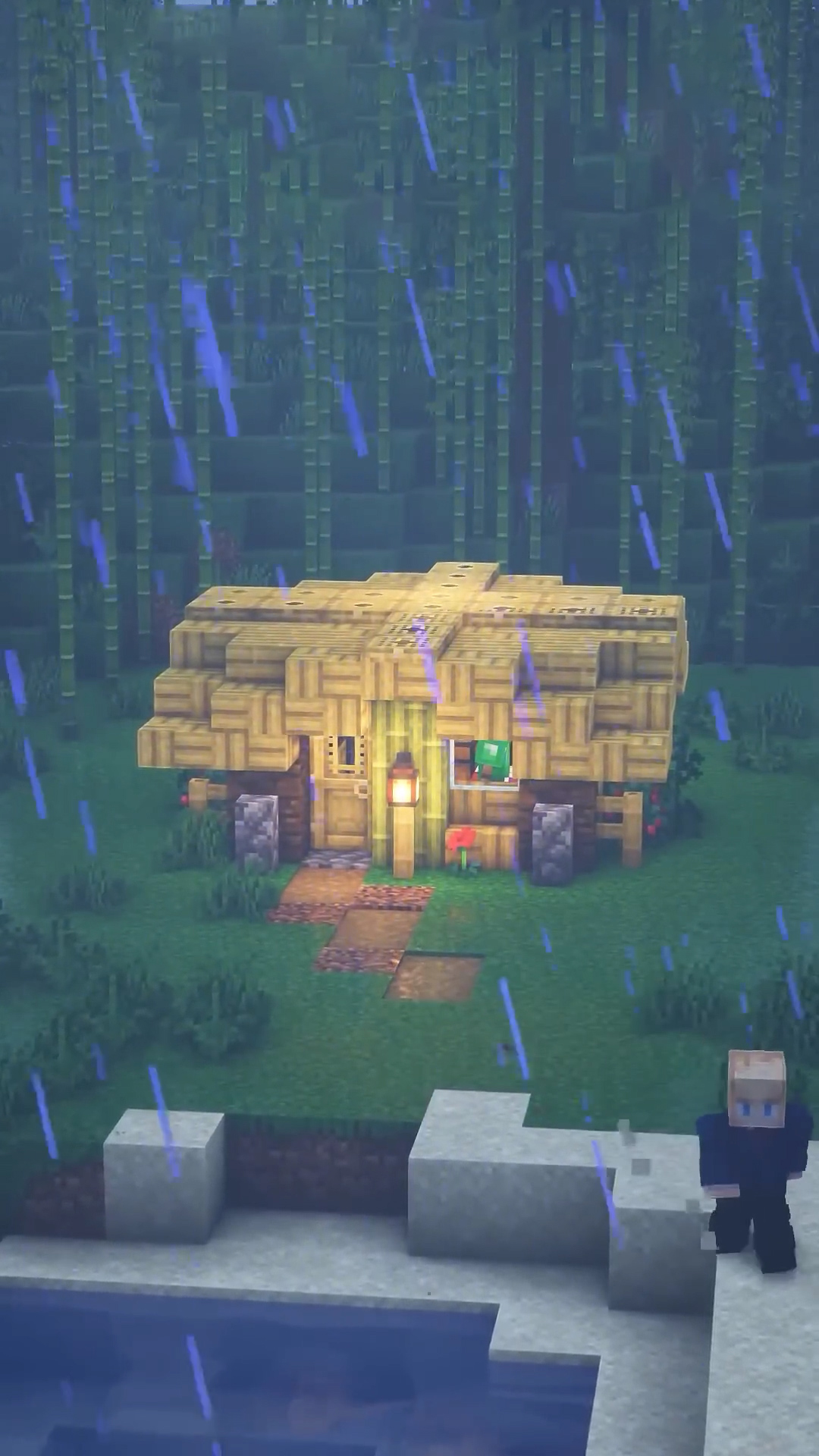 This tiny bamboo base looks cozy even during heavy rain
