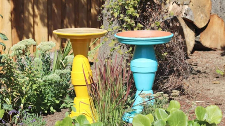 Transform plastic nursery pots into a cool DIY birdbath for your ...