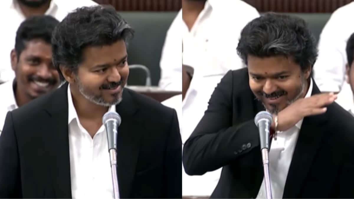 Watch: Tamil Nadu CM Vijay ends assembly speech with signature gesture ...