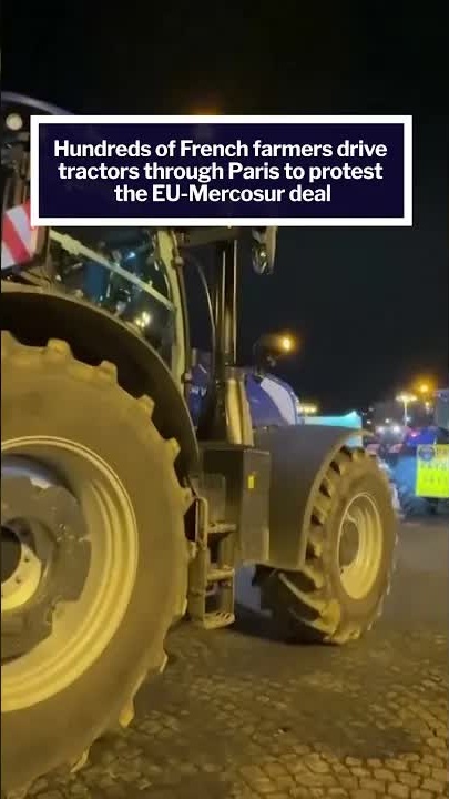 French farmers block Paris streets in protest against EU trade deal
