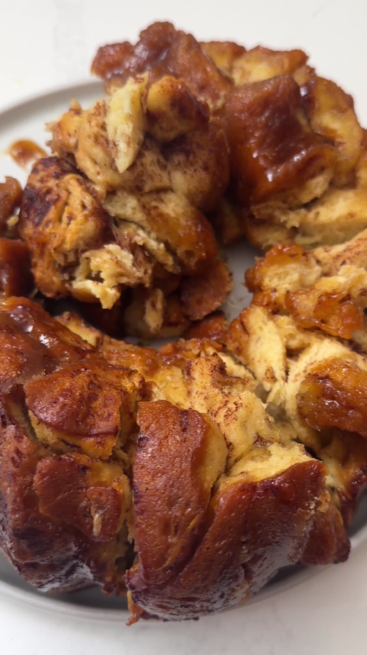 Homemade cinnamon roll monkey bread with sweet glaze
