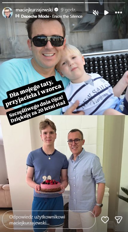 20-letni syn Macieja Kurzajewskiego zwrócił się do ojca. Wbił szpilkę ...