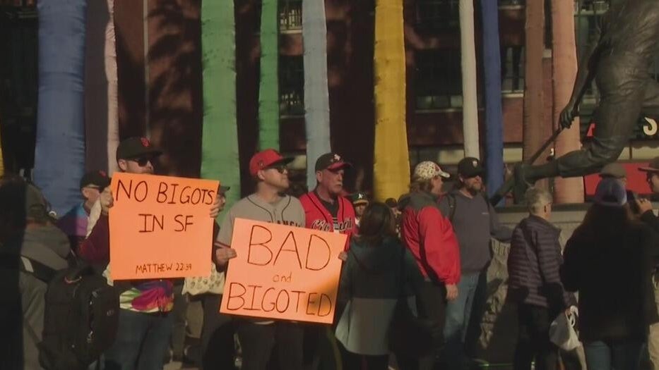 San Francisco Giants fans protest at Oracle Park after Pride night ...