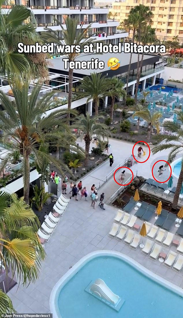 'Panicked' holidaymakers sprint for prime sunbeds as security guards ...