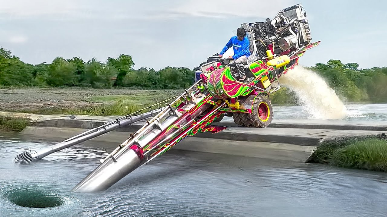 How they pump water with a massive custom-made water pump in Thailand