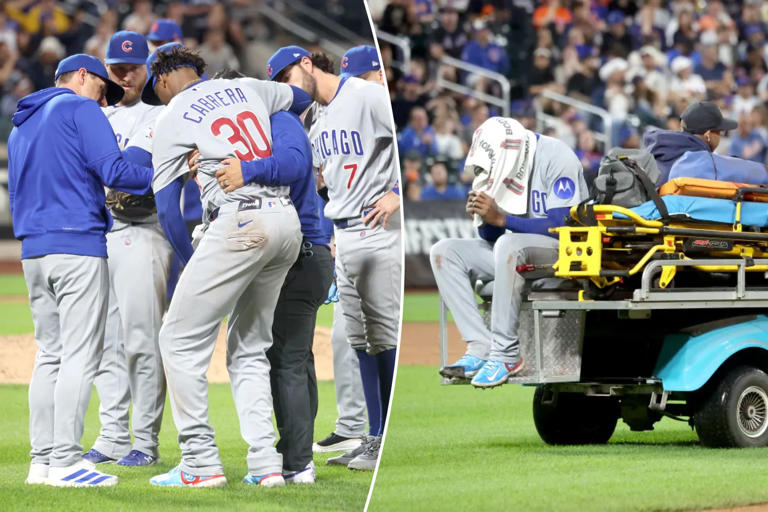 Cubs pitcher Edward Cabrera carted off field in injury heartbreaker