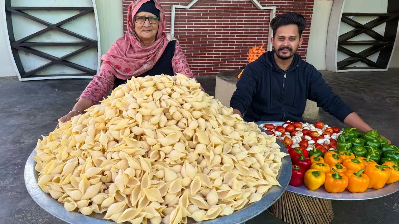 Indian spices meet giant shell pasta in this recipe