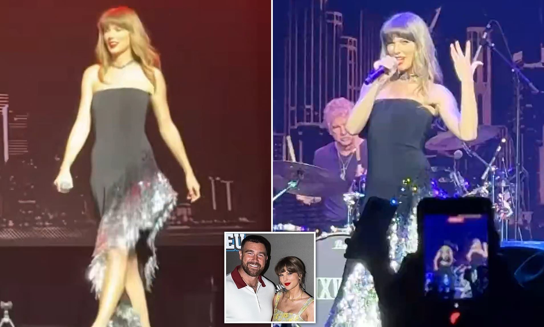 Taylor Swift flashes dazzling engagement ring onstage during surprise ...